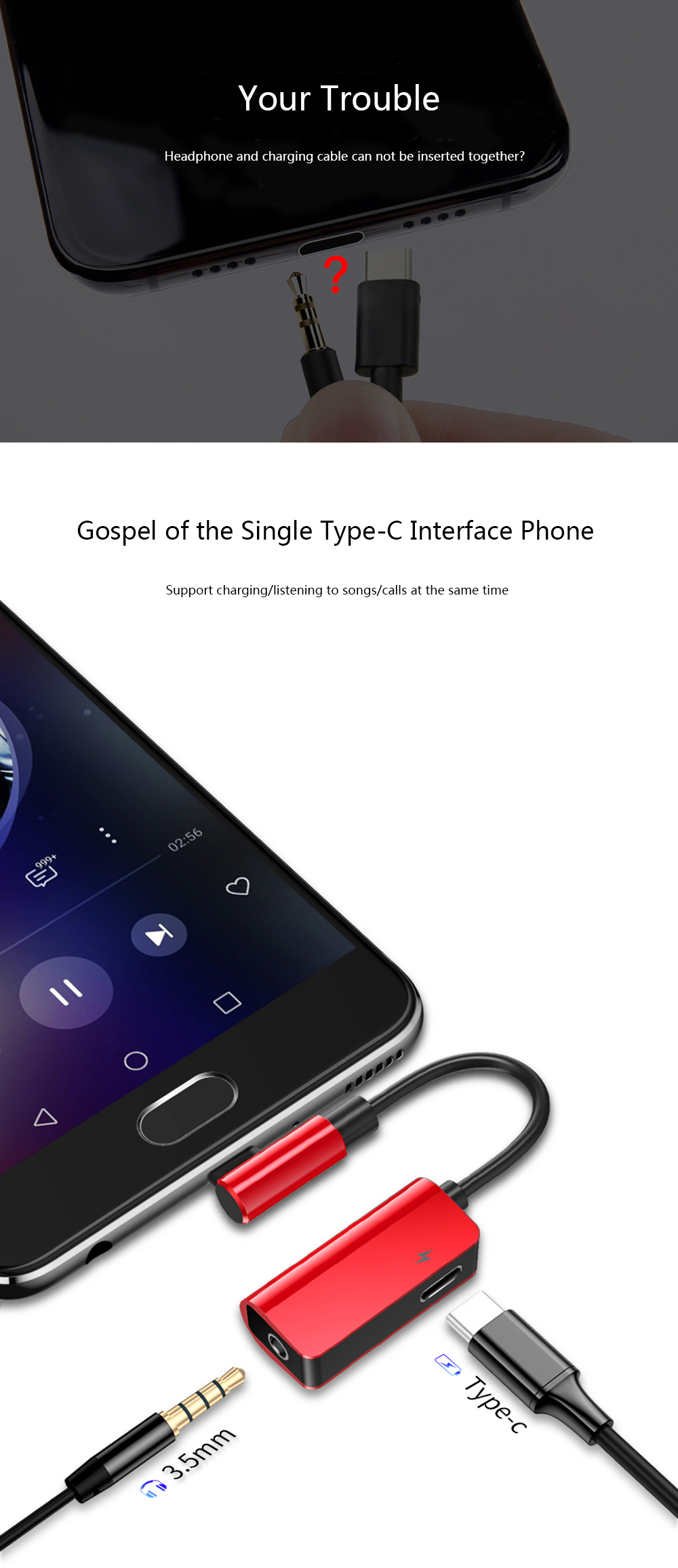 Baseus Type C To Type C+Aux(3.5mm) Converter L45