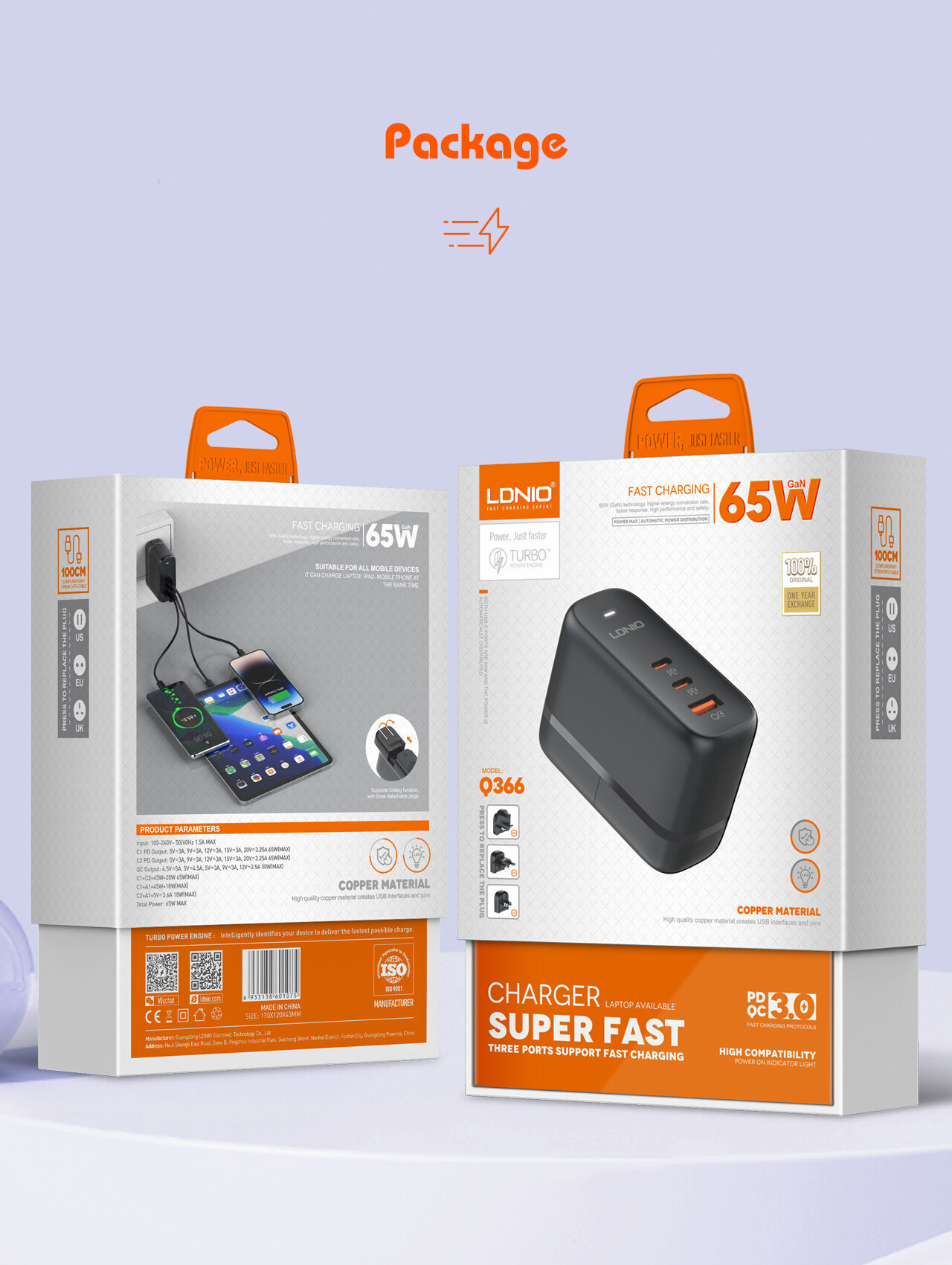 LDNIO GaN 65W 2C+U Fast Charger Price in Pakistan